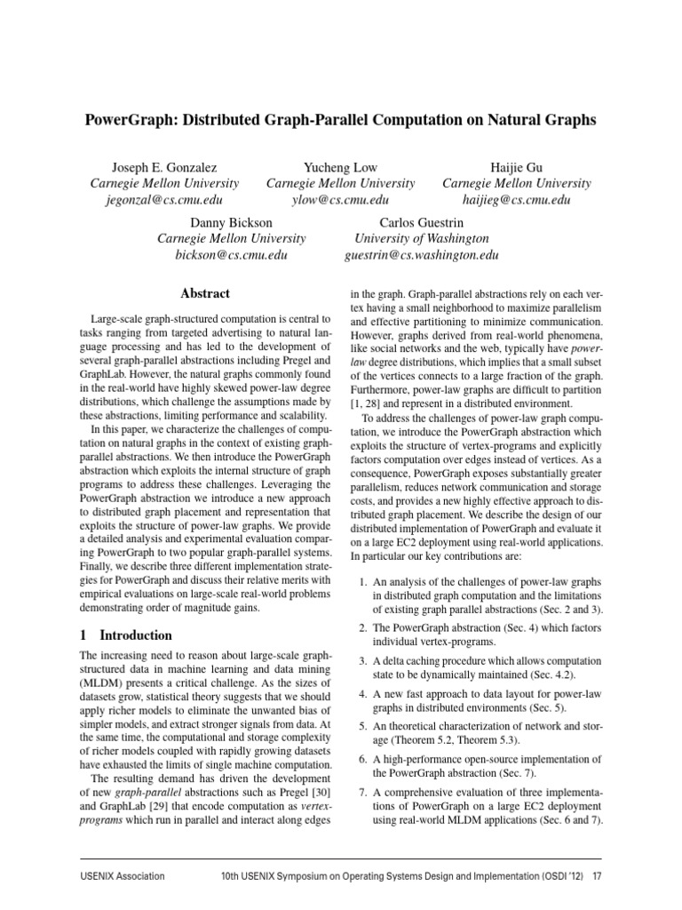 Powergraph Distributed Graph Parallel Computation On Natural Graphs Pdf Vertex Graph Theory
