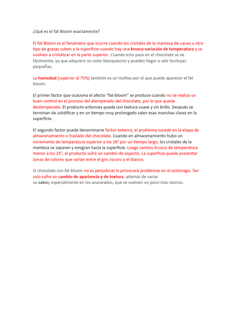 Qué Es El Fat Bloom Exactamente | PDF | Chocolate | Merengue