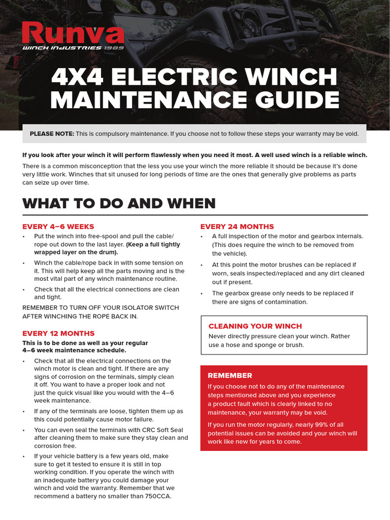 Winch Maintenance Guide | PDF | Manufactured Goods
