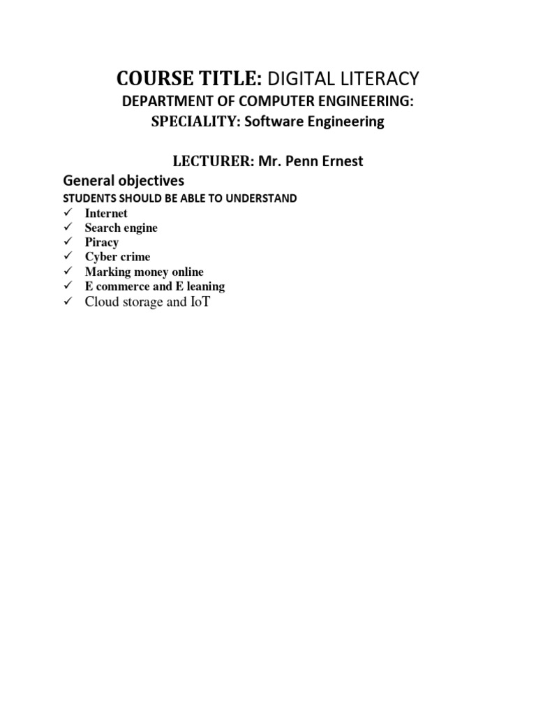 Digital Literacy | PDF | Internet | Search Engine Indexing Digital Literacy | PDF | Internet | Search Engine Indexing