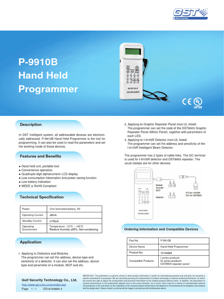 P-9910B Hand Held Programmer Overview | PDF | Information And ...