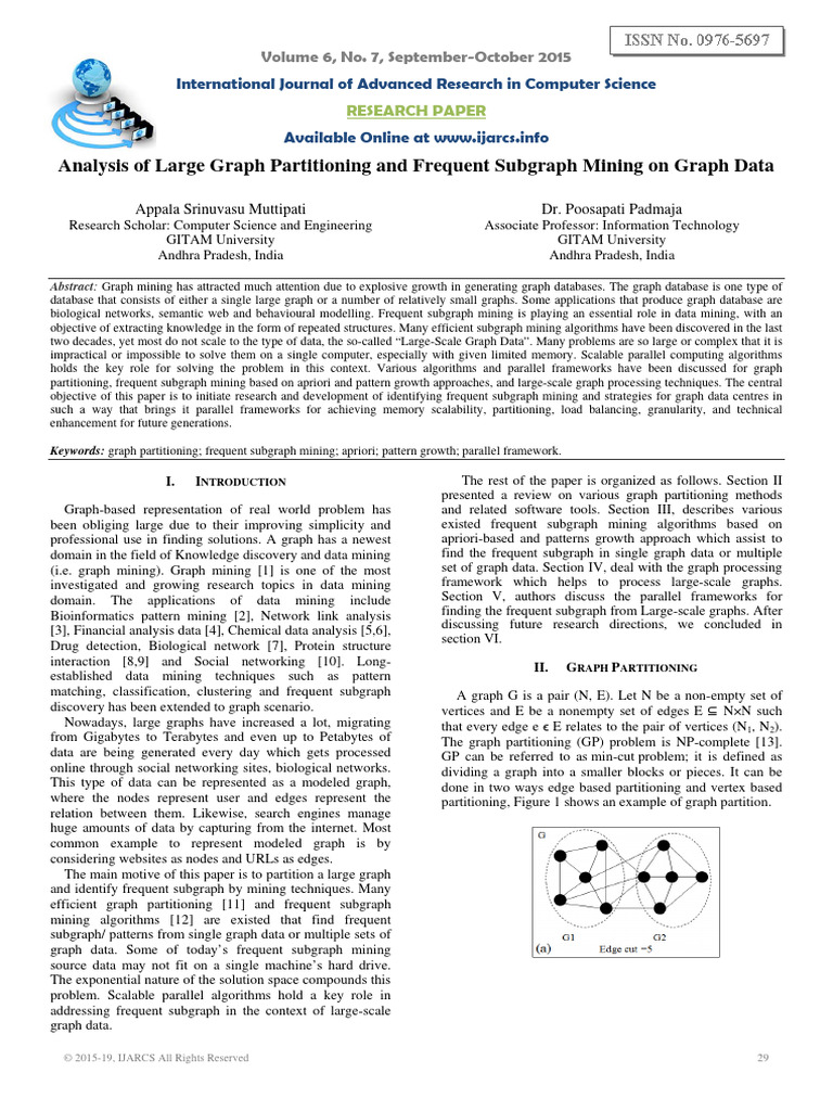 Analysis Of Large Graph Partitioning And Frequent Subgraph Mining On Graph Data Pdf Apache 