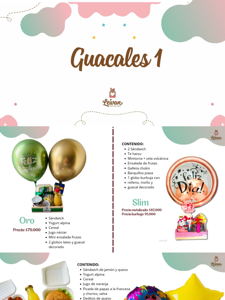 Guacales y Combos de Comida para Celebraciones | PDF | Alimentos | Cocina