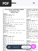 PET Practice Test 1 Answer Key | PDF