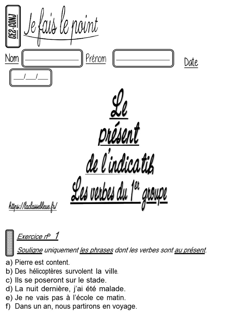 Exercices sur les verbes au présent CE2 | PDF