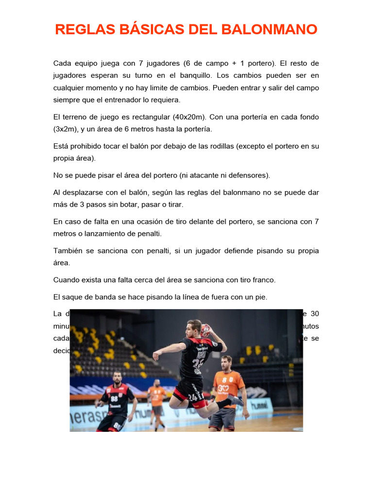 Reglas Básicas Del Balonmano | Descargar gratis PDF | Asociación de ...