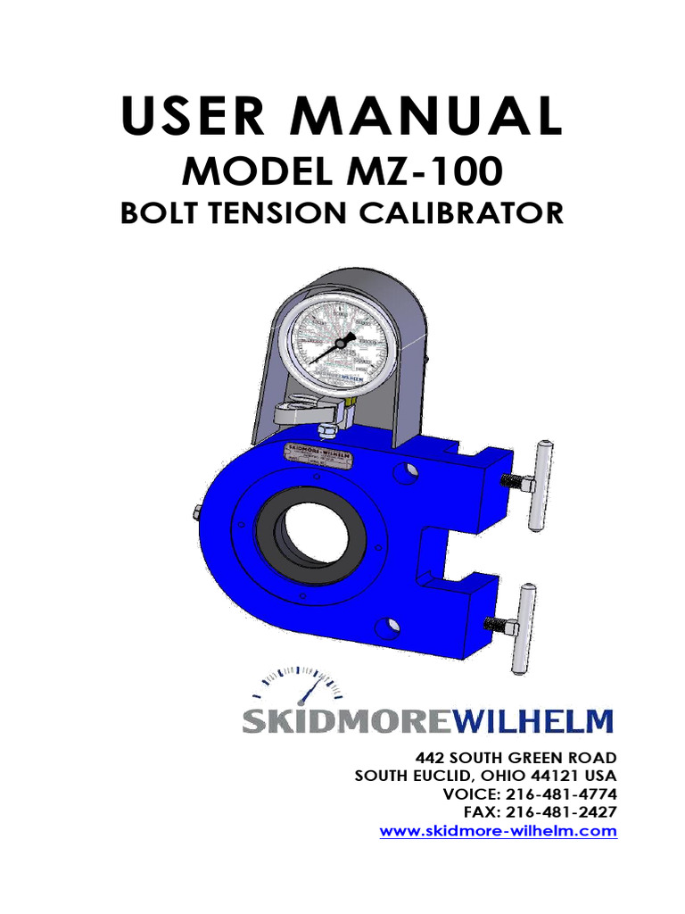User Manual MZ 100 LBF Skidmore Wilhelm Model MZ | PDF | Screw | Nut ...