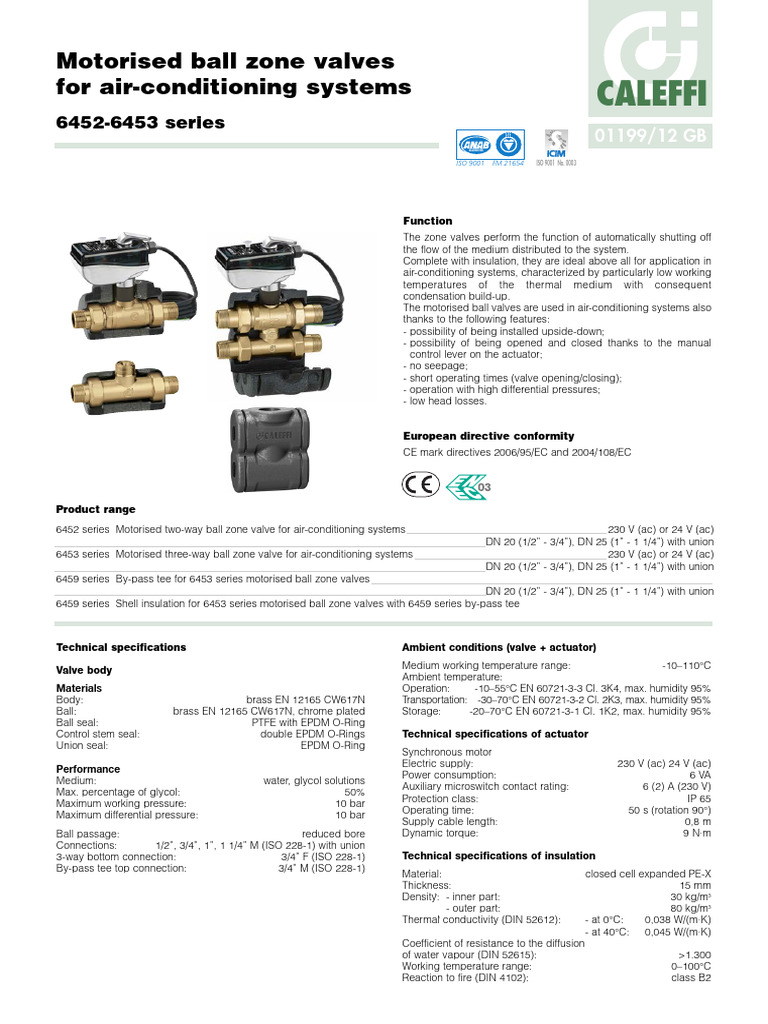 Valvula Zona Caleffi | PDF | Valve | Thermostat