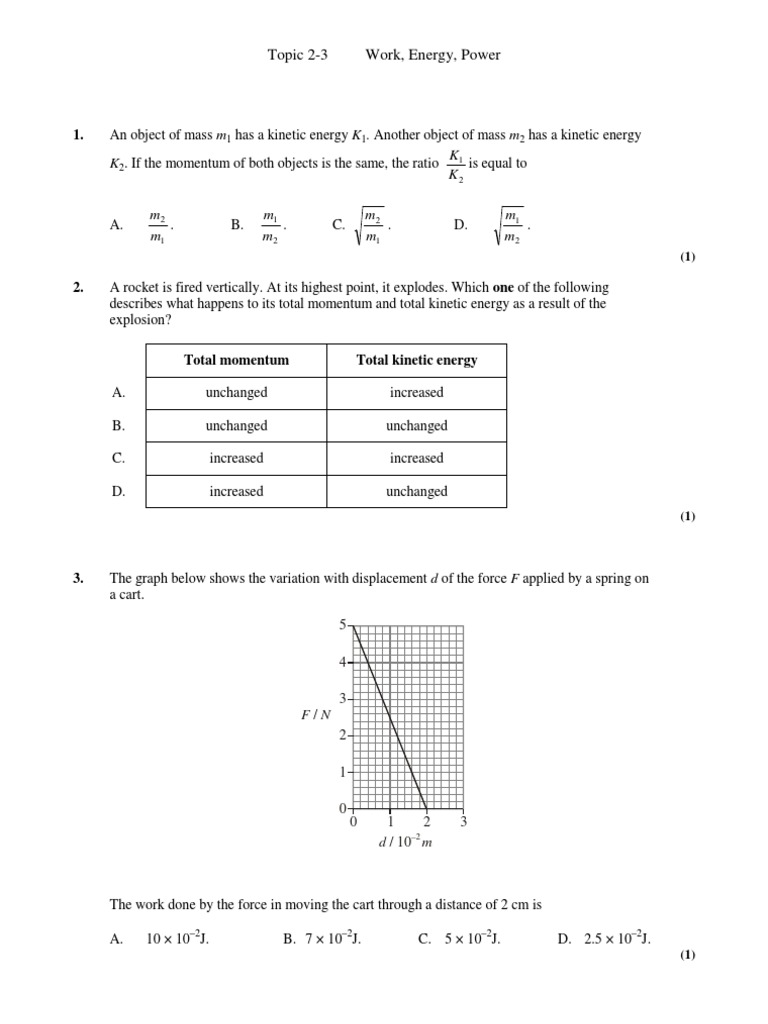 Work, Energy, and Power Concepts | PDF | Kinetic Energy | Force