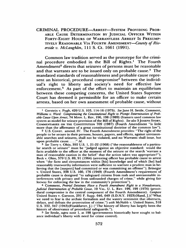 Criminal Procedure - Arrest - System Providing Probable Cause Det | PDF ...