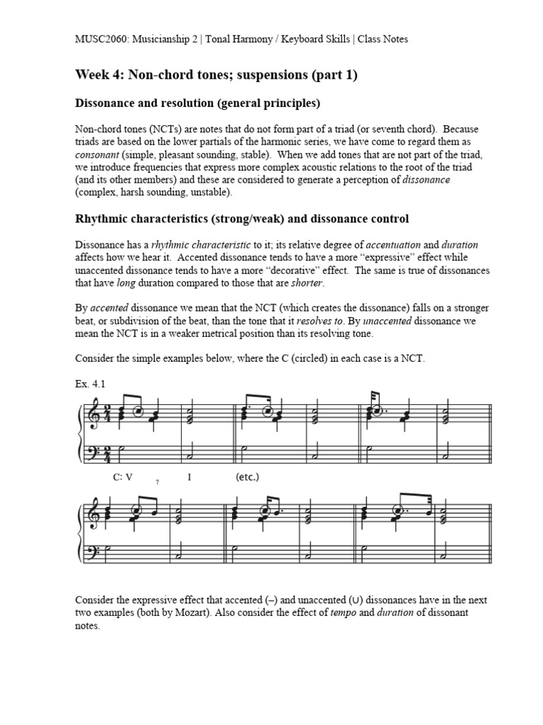 Non-Chord Tones & Suspensions Guide | PDF | Harmony | Music Theory