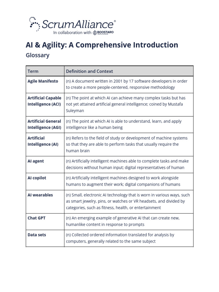 AI & Agility - Glossary | PDF | Artificial Intelligence | Intelligence (AI) & Semantics