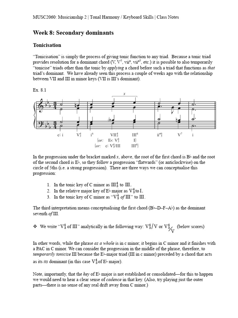MUSC2060 2024 Classnotes Week 08 | PDF | Chord (Music) | Harmony MUSC2060 2024 Classnotes Week 08 | PDF | Chord (Music) | Harmony