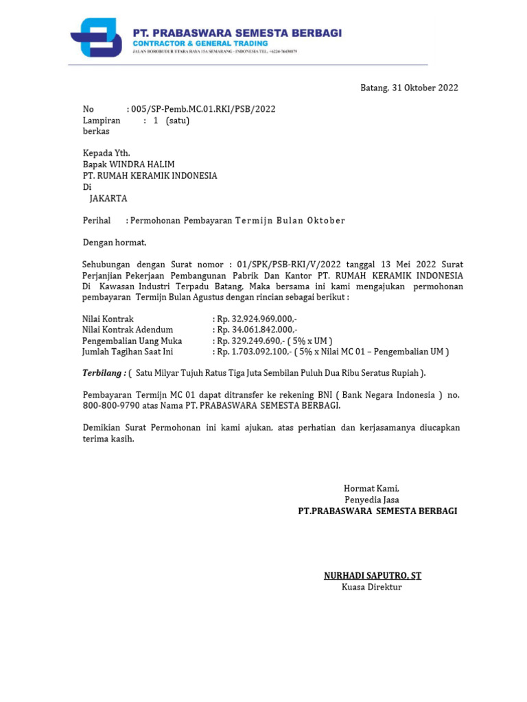 SURAT PERMOHONAN MC 01 RKI | PDF