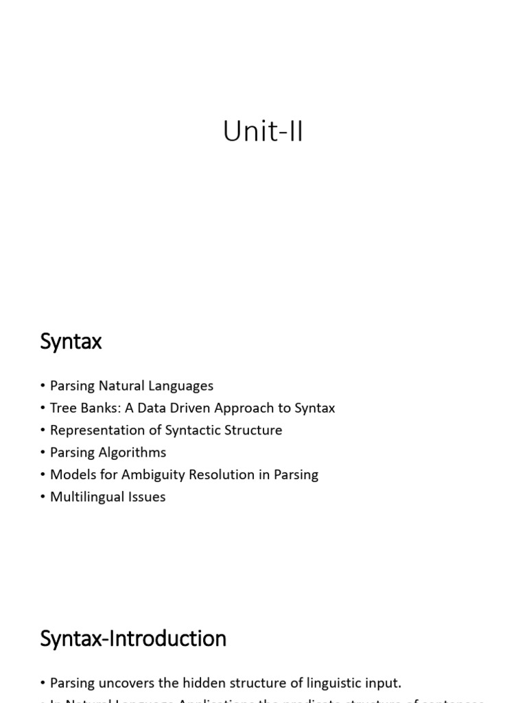 NLP Unit-Ii | PDF | Parsing | Syntax NLP Unit-Ii | PDF | Parsing | Syntax