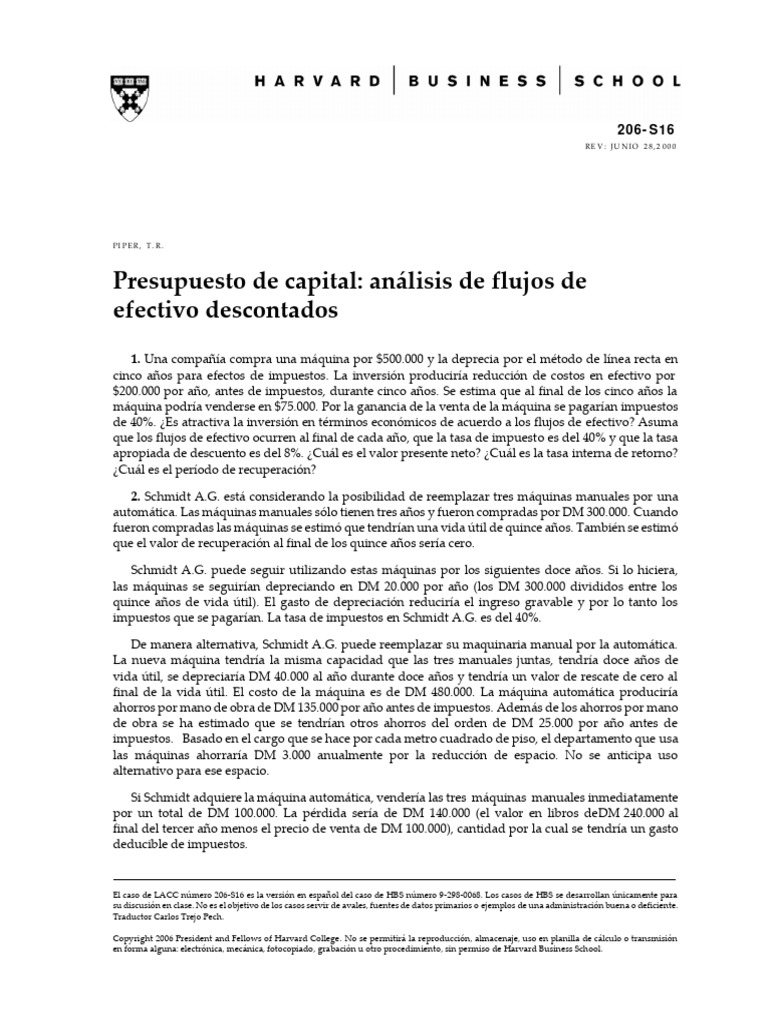 Ejercicios Presupuesto de Capital | Descargar gratis PDF | Presupuesto | Depreciación