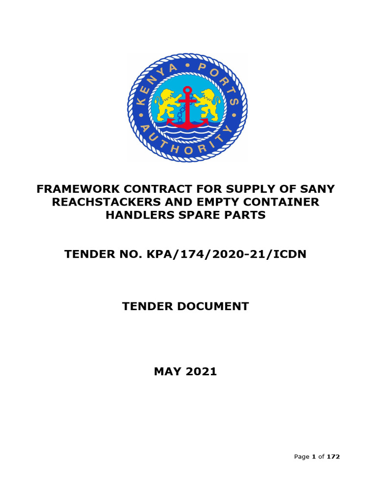 KPA - 174 - 2020-21 - ICDN - Supply of Sany Reachstacker Parts | PDF ...