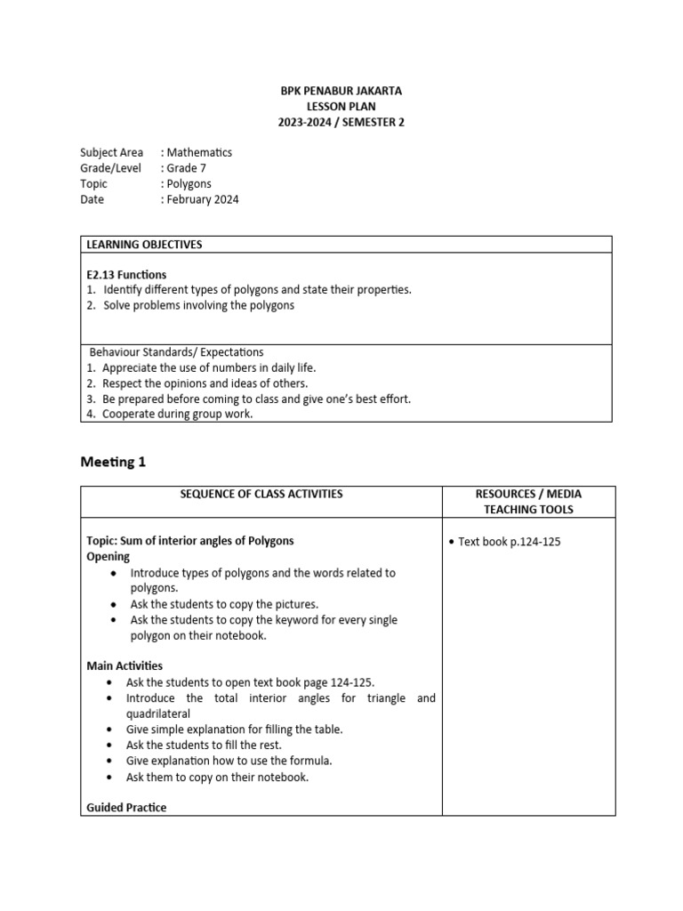 Lesson Plan - Lukman | PDF | Polygon | Lesson Plan