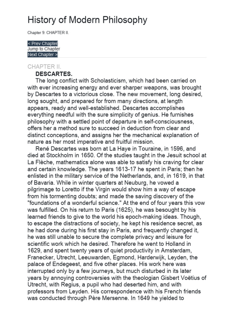 History of Modern Philosophy | PDF | René Descartes | Idea