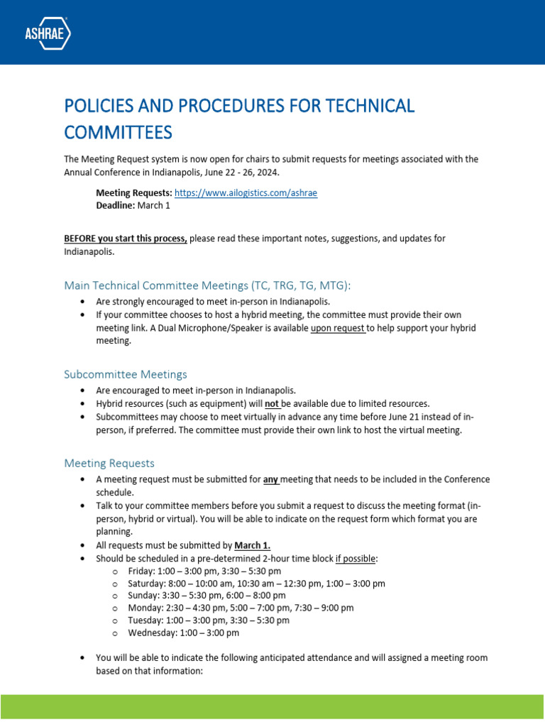Technical Committee Meeting Guidelines | PDF | Business | Computers