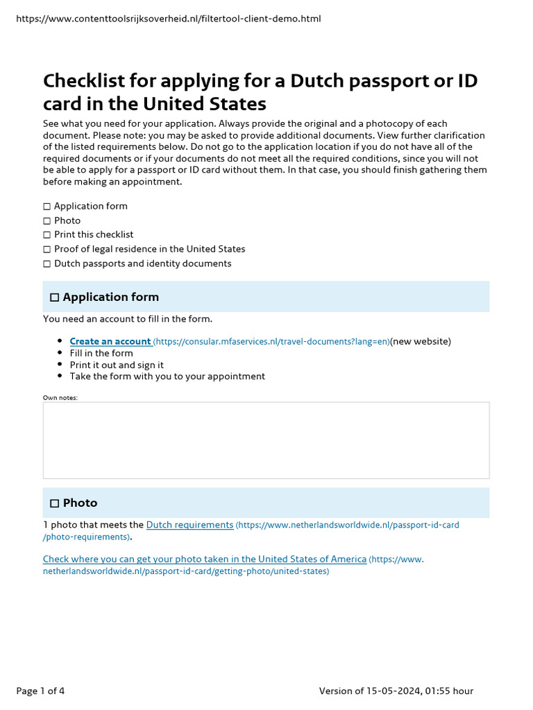 Dutch Passport Application in the US | PDF | Identity Document ...