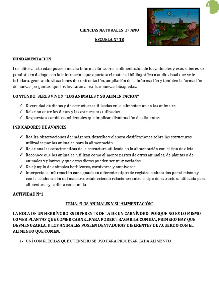 Sec #1 CN Los Animales y Su Alimentación | PDF | Diente | Boca