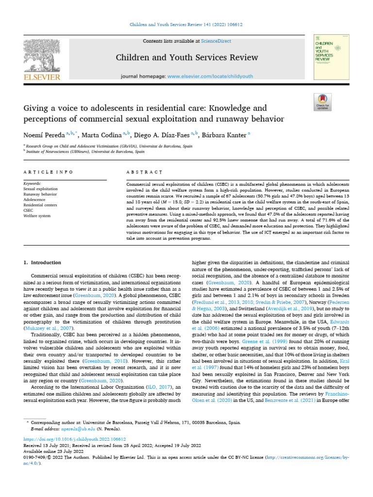 Adolescent Voices on CSEC in Spain | PDF | Child Abuse | Survey Methodology