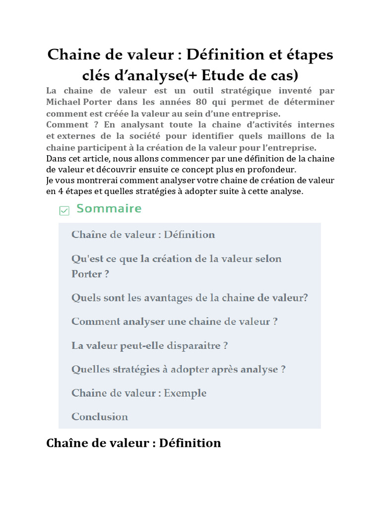 Chaine de Valeur | PDF | Chaîne de valeur | Business