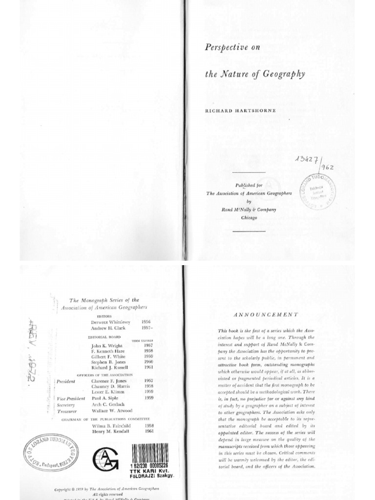 Hartshorne - Perspective On The Nature of Geography | PDF