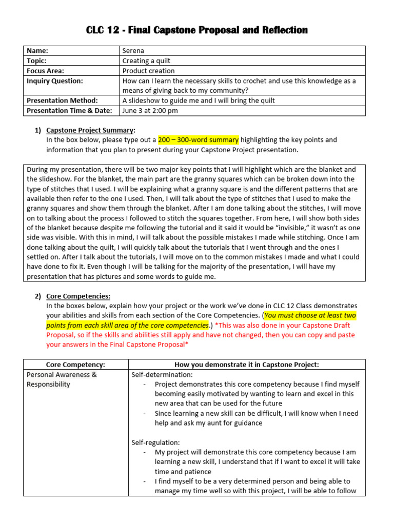 CLC 12-Combined Final Capstone Proposal Ref | PDF | Crochet | Cognition