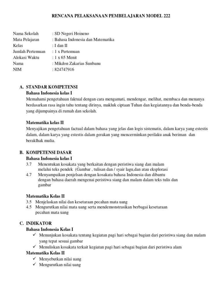 TUGAS 2 PKR (RPP MODEL 222) - 082505 - Compressed | PDF