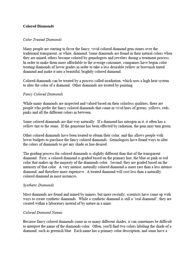 Colored Diamonds | PDF | Diamond | Gemstone