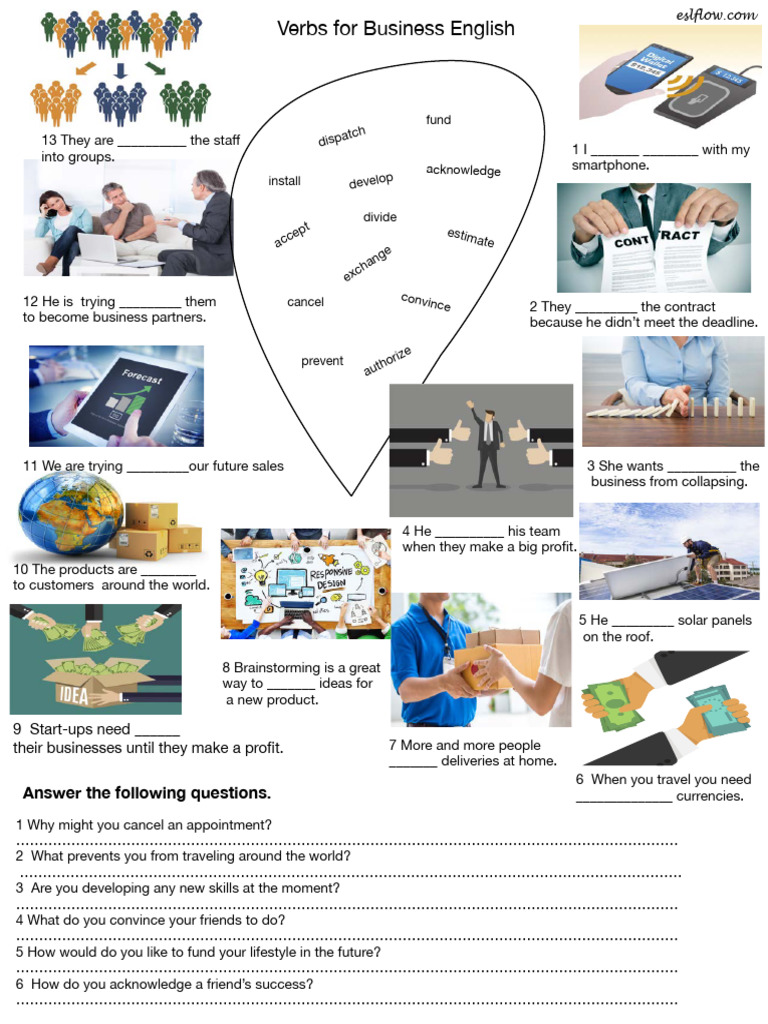 Business English Verb Practice | PDF | Startup Company | Small Business ...