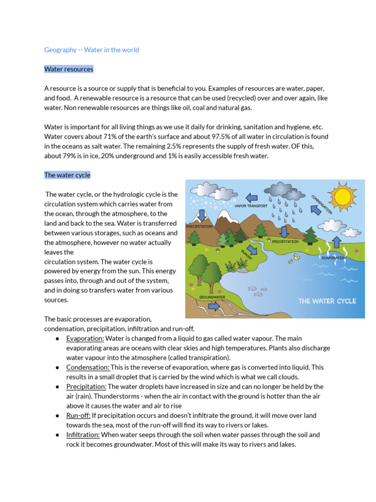 Geography - Water in The World | PDF | Water | Precipitation