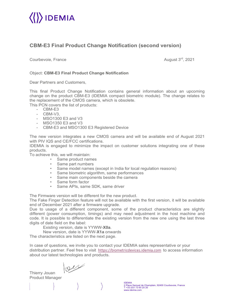 CBM and MSO 1300 Series (V3 and E3) - CMOS Camera Final Change Notification | PDF | Computing ...