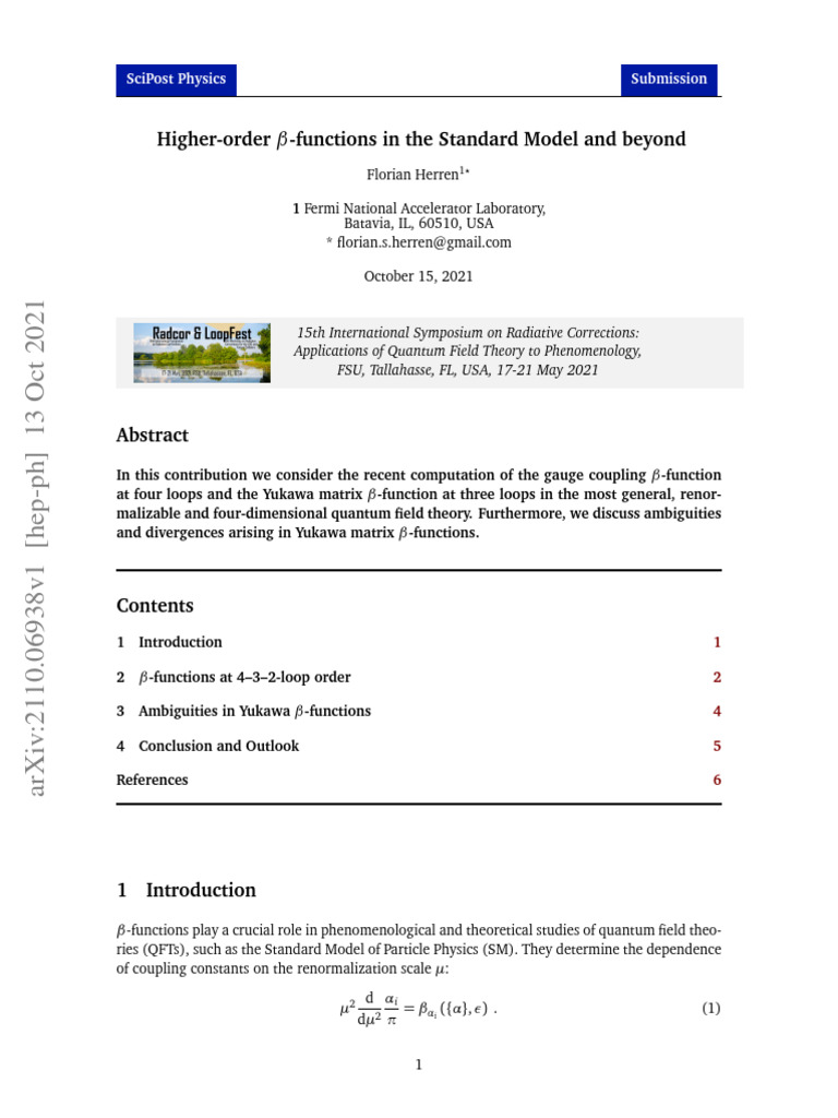 Higher-Order Beta-Functions in The Standard Model | PDF | Quantum Field Theory | Theoretical Physics