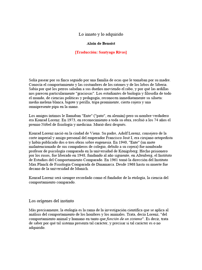 Instintos y Comportamientos Innatos | PDF | Instinto | Etología