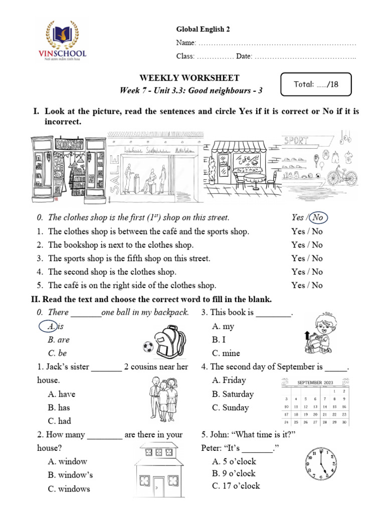 Global English 2 Name: Class: Date: .. Total: /18 | PDF