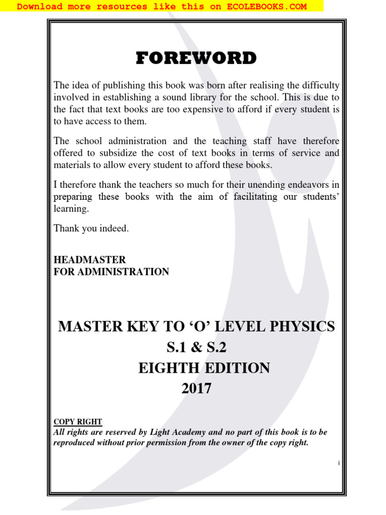 Master Key to O Level Physics Guide | PDF | International System Of Units | Physics