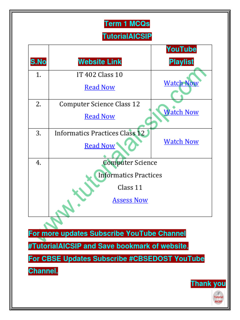 Term 1 MCQs for IT & Computer Science | PDF | Technology & Engineering