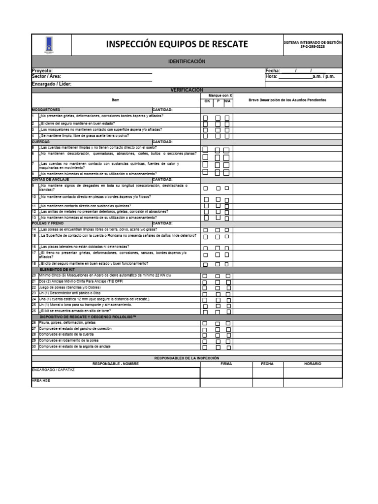SF 2 298 0223 Formatos Preoperacionales | PDF
