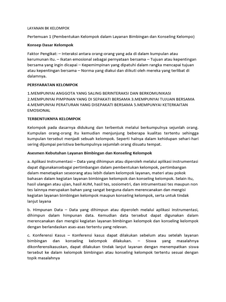 Materi Layanan BK Kelompok | PDF