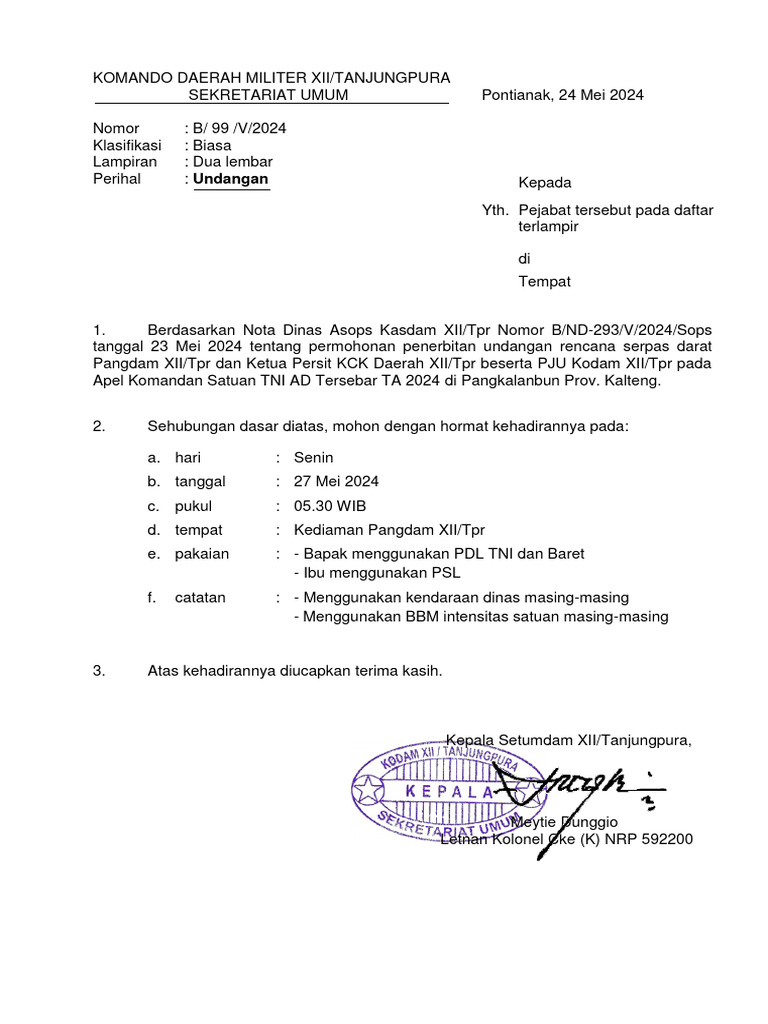 27 (99) Und Serpas Darat Pangdam Xii TPR Dan Ketua Persit Beserta Pju ...