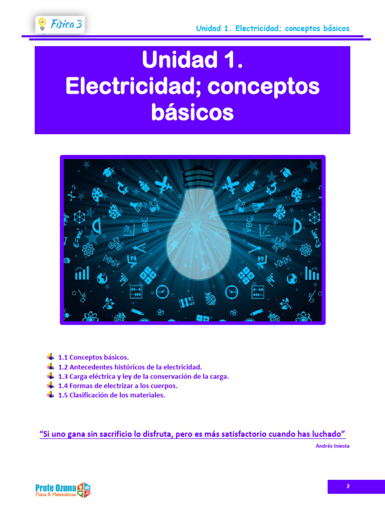 Unidad 1. Conceptos Basicos de La Electricidad | PDF | Electricidad | Carga eléctrica
