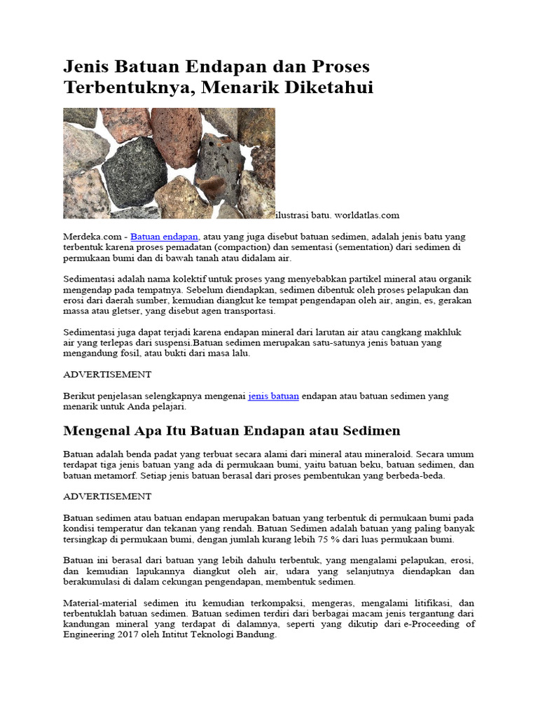 Jenis Batuan Endapan Dan Proses Terbentuknya | PDF | Ilmu Sosial ...