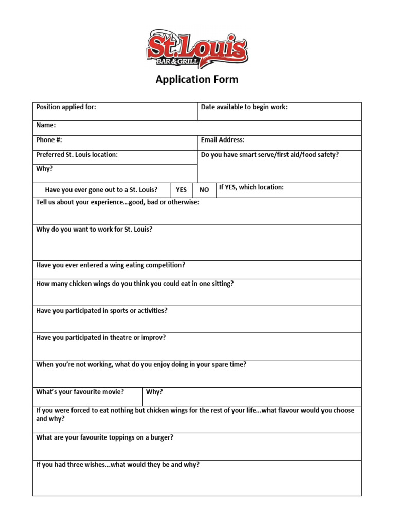 St-Louis-Job-Application-Form (1) | PDF | Justice | Crime & Violence