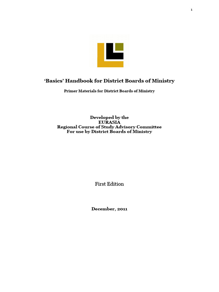 EURASIA District Ministry Handbook | PDF | Faith | Ordination