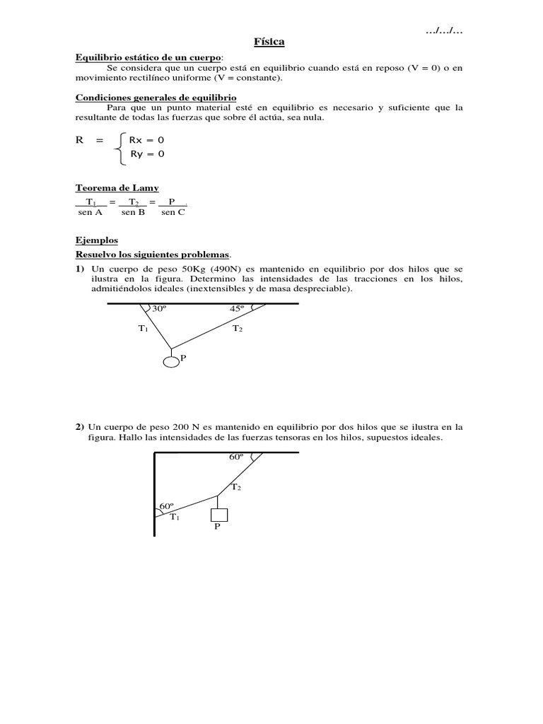 Equilibrio Estático Pdf Física Mecánica