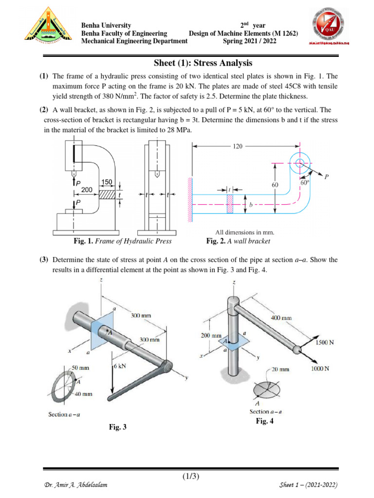 Sheet 1. Stress Analysis | PDF | Building Materials | Materials Science