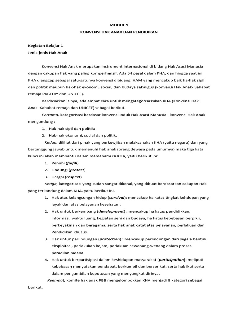 Rangkuman Modul 9-11 Pend. Anak Di SD | PDF | Ilmu Sosial | Hukum